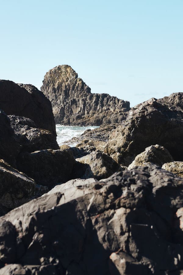 Vertical Shot of Rocks at the Coastline of the Pacific Northwest in ...