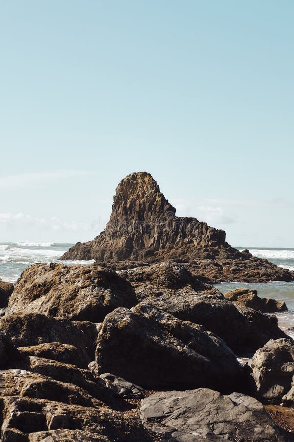 Vertical Shot of Rocks at the Coastline of the Pacific Northwest in ...