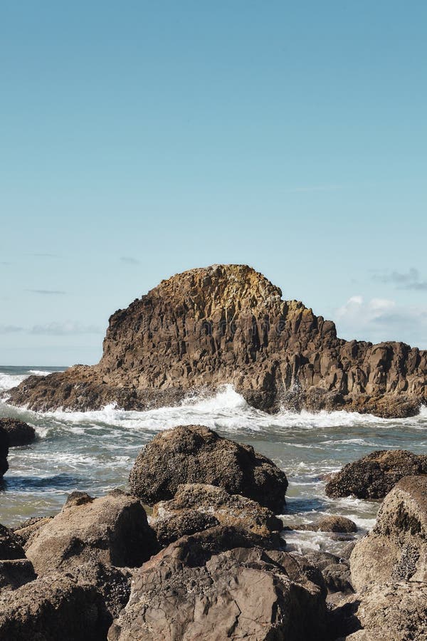 Vertical Shot of Rocks at the Coastline of the Pacific Northwest in ...