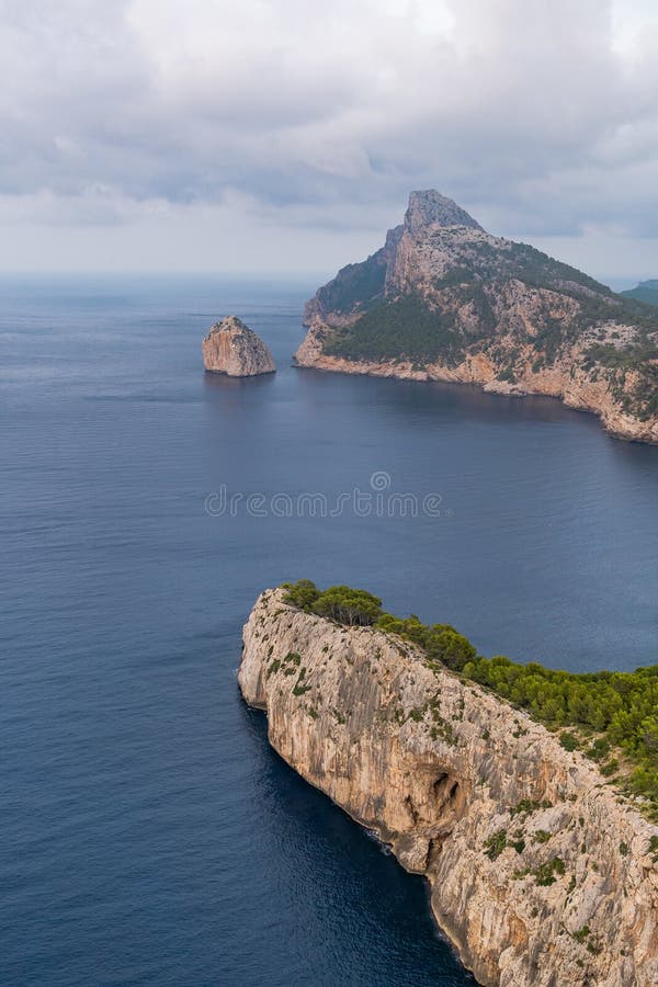 Vertical Shot of the Rocky Cliffs in the North of Mallorca, Spain Stock ...