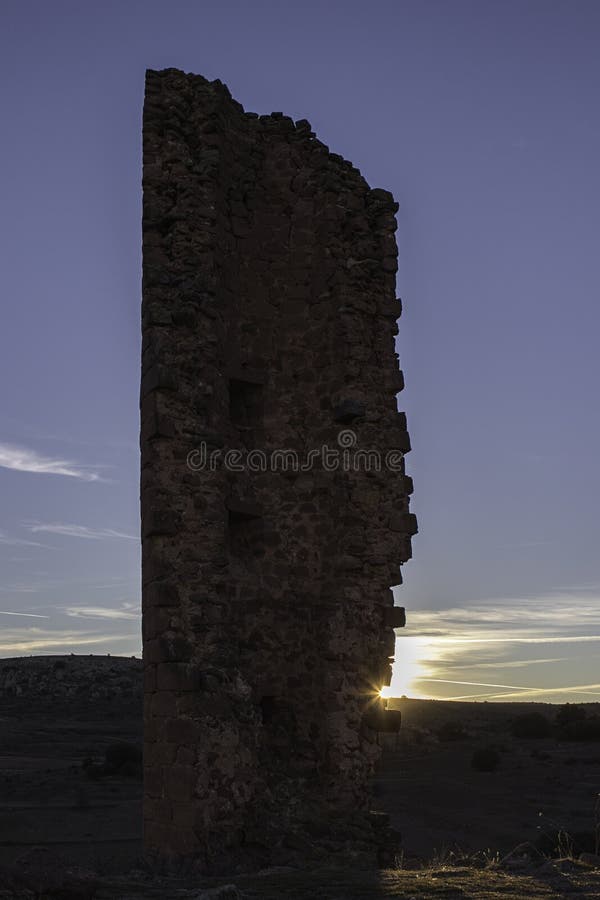 Vertical Shot of the Ruins of an Ancient Castle on the Sunset ...