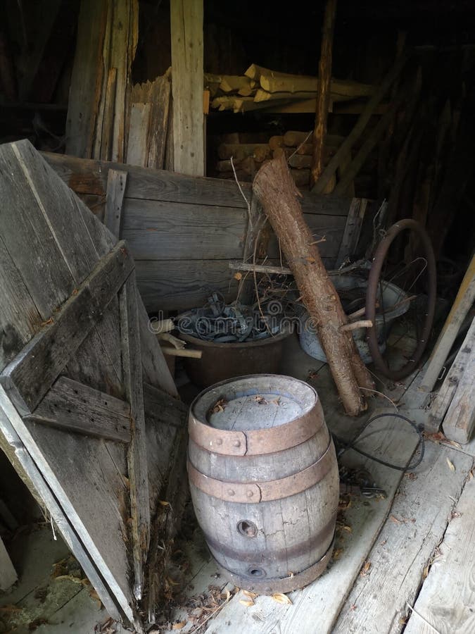 Vertical Shot of Rural Warehouse Full of Different Objects Stock Photo ...