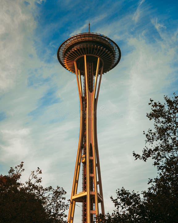 Vertical Shot of the Seattle Space Needle Editorial Image - Image of ...