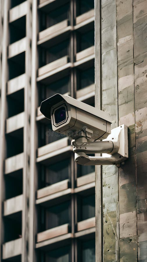 Vertical Shot of Security Camera Mounted Against Wall, Vigilant ...
