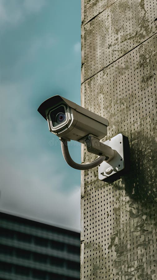 Vertical Shot of Security Camera Mounted Against Wall, Vigilant ...