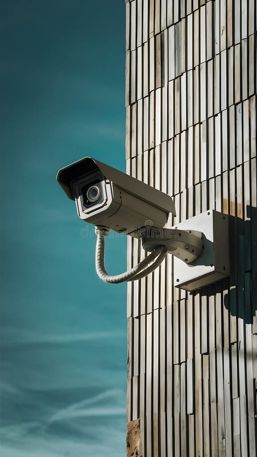 Vertical Shot of Security Camera Mounted Against Wall, Vigilant ...