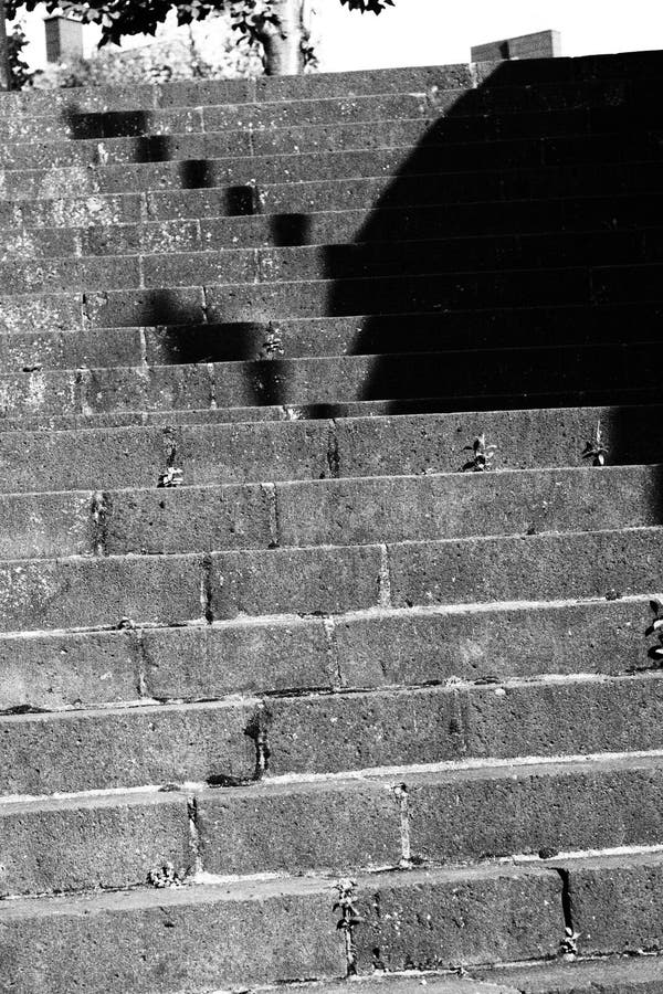 Shadow and Old Stairs with Railing Stock Image - Image of blue ...