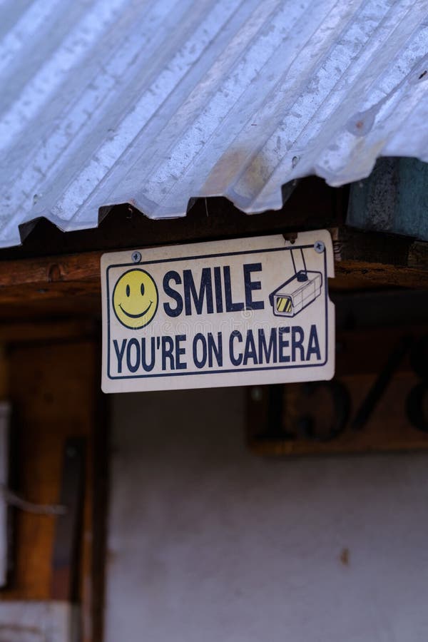 Surveillance Camera Sign Warning Smile Your Camera Stock Photos - Free ...