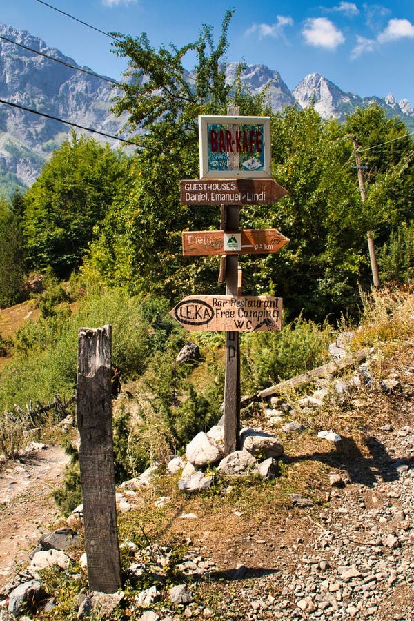 Vertical Shot of a Sign on the Path between Valbona and Theth ...