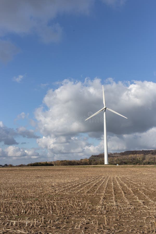 Vertical Shot of a Single Windmill for Electric Power Production in a ...