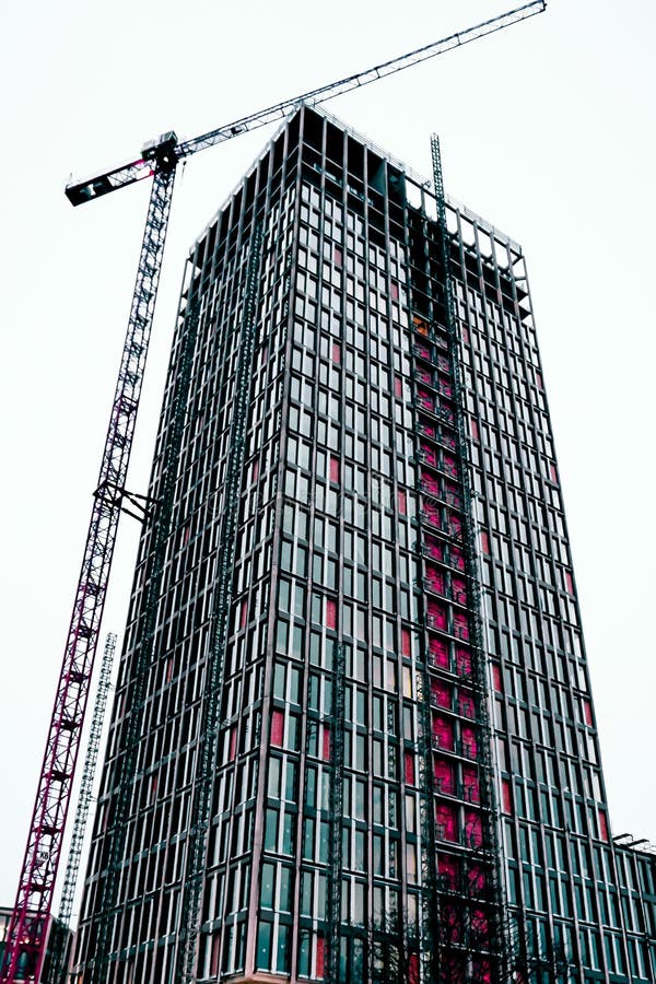 Vertical Shot of the Skyscraper Under Construction in the City. Bonn ...