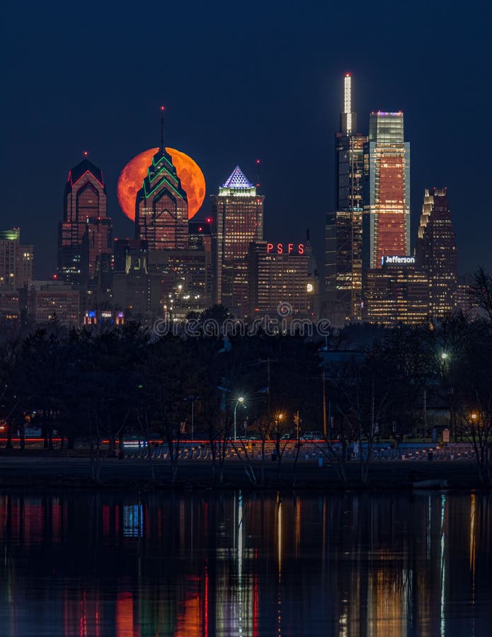 Vertical Shot of Skyscrapers in Philadelphia at Night Stock Photo ...