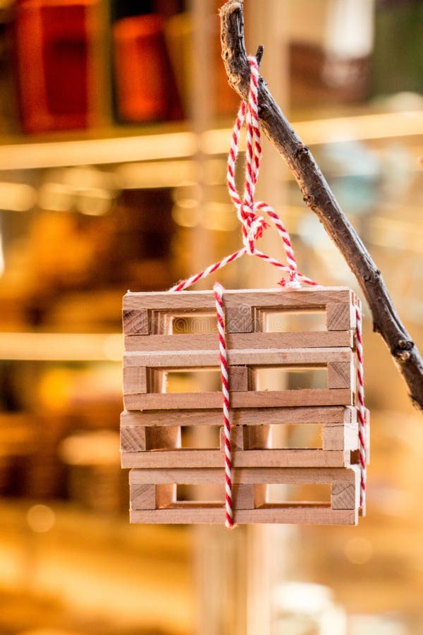 Ice Blocks Hanging from Red Metal Structure Stock Photo - Image of snow ...