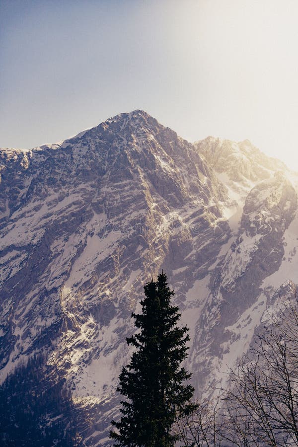 Vertical Shot of the Snowy Mountain Peaks Stock Image - Image of hill ...