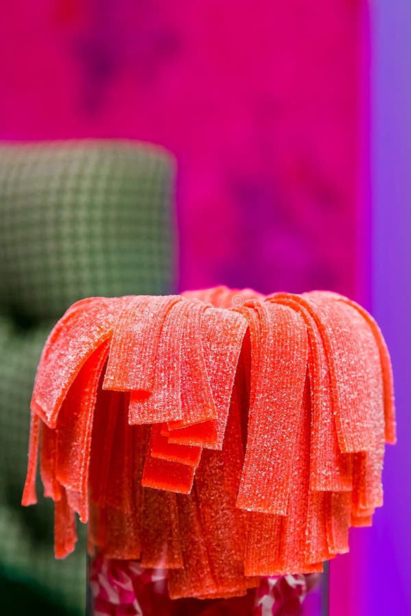 Vertical Shot of Sour Red Candy Strips Stock Image - Image of strip ...