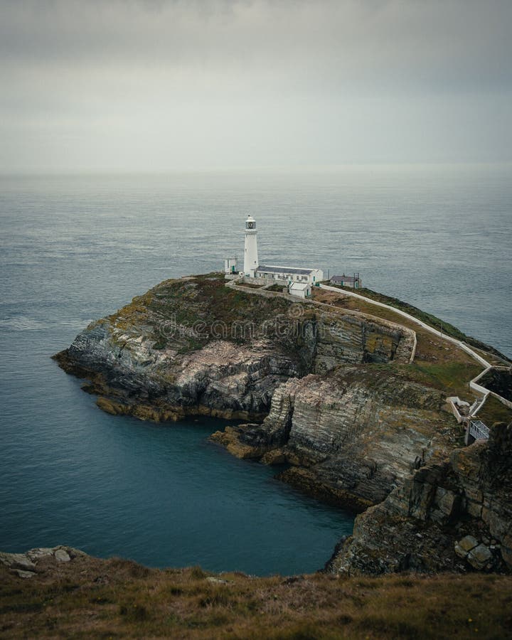 Vertical Shot of the South Stack Lighthouse on the Cliff of Holy Island ...