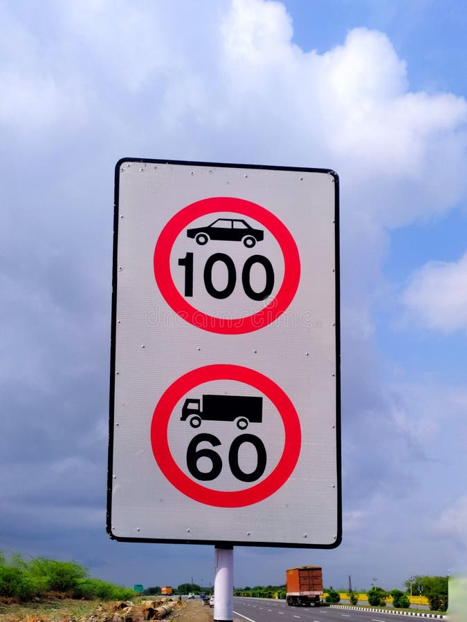 Vertical Shot of the Speed Limit Signs Stock Image - Image of truck ...