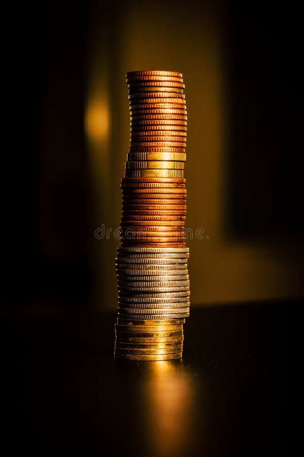 Vertical Shot of a Stack of Swedish Krona Coins on a Dark Surface Stock ...
