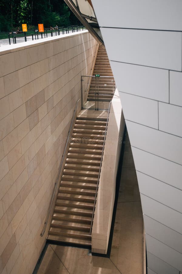 Vertical Shot of a Staircase of a Modern Beige Building Stock Image ...