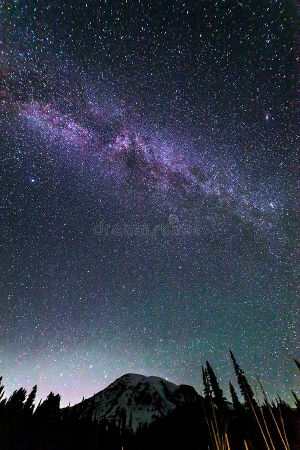 Vertical Shot of the Starry Night Sky Over Mountains Stock Photo ...