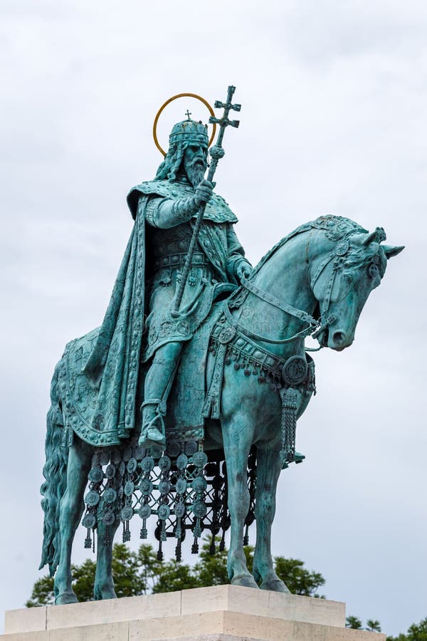 Vertical Shot of the Statue St. Stephen in the Buda Castle in Budapest ...
