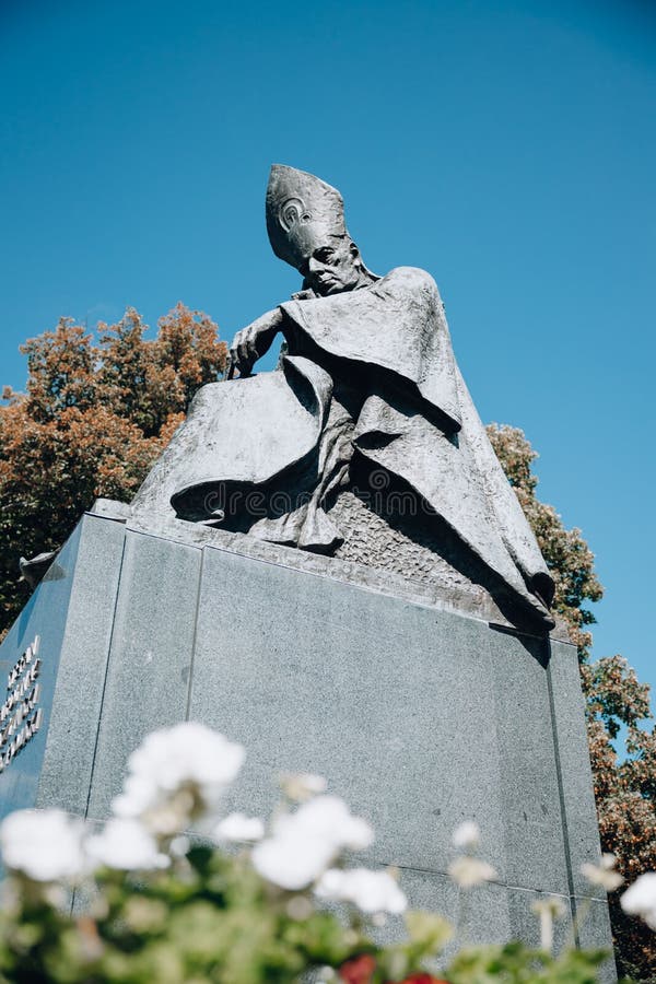 Vertical Shot of the Statue of Wyszynski in Warsaw, Poland Editorial ...
