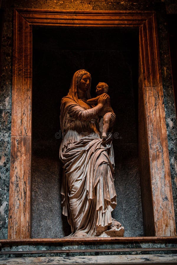 Vertical Shot of the Statues Inside the Pantheon, Rome Stock Image ...