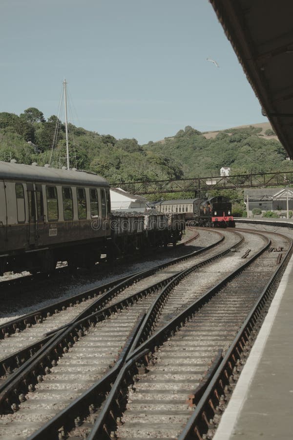 Vertical Shot of a Steam Train in Kingswear, Devon, UK Stock Photo ... Vertical Shot of a Steam Train in Kingswear, Devon, UK Stock Photo ...