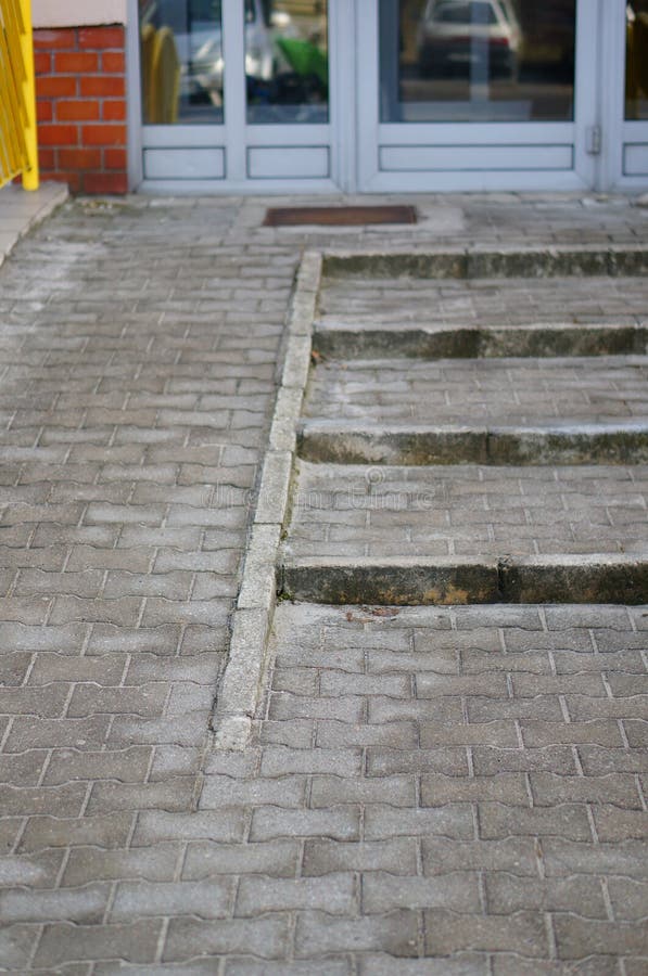 Vertical Shot of Stone Stairs with a Ramp Stock Image - Image of urban ...