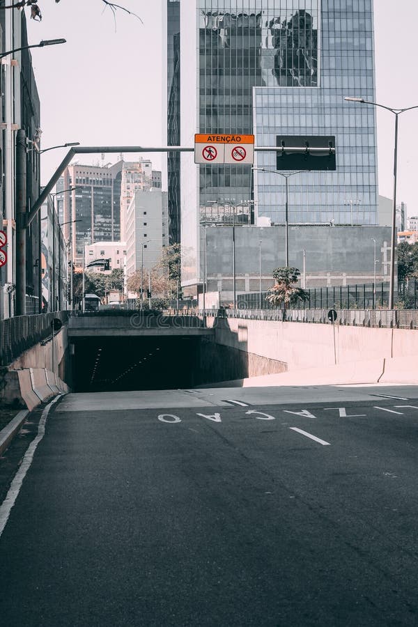 Vertical Shot of Street with Road Signs Stock Photo - Image of city ...