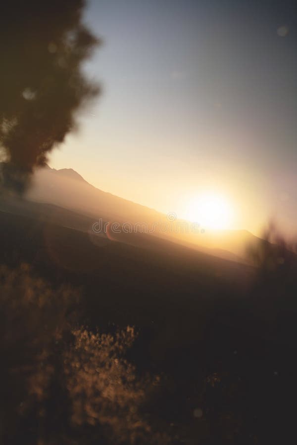 Vertical Shot of the Sun Setting in the Distance Stock Image - Image of ...