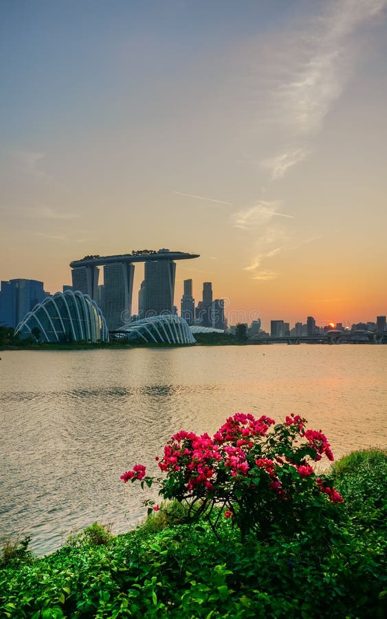 Vertical Shot of the Sunset from Marina Barrage Editorial Photography ...