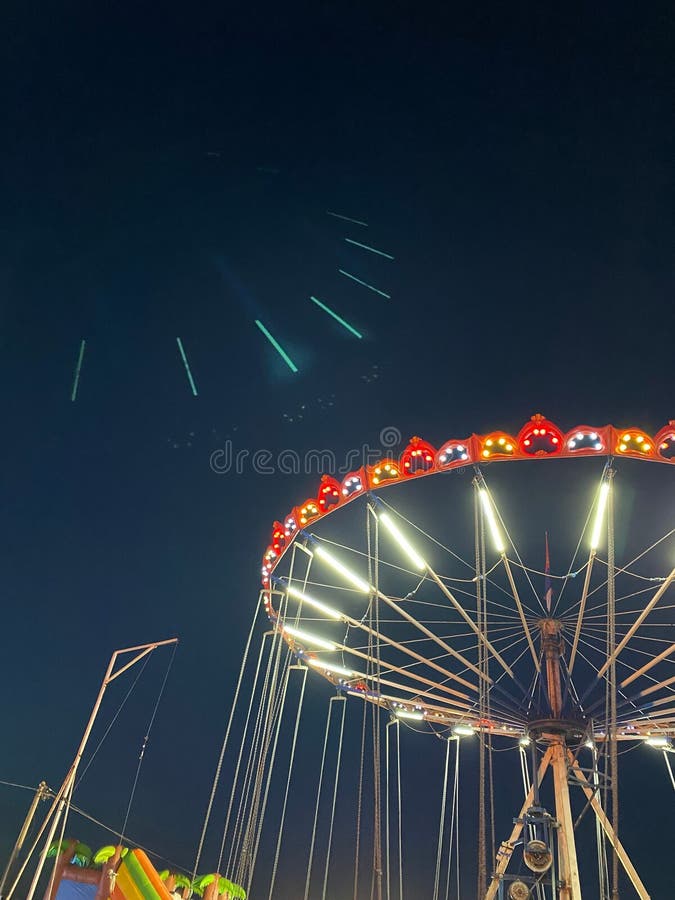 Vertical Shot of the Theme Park Circus at Night Stock Photo - Image of ...