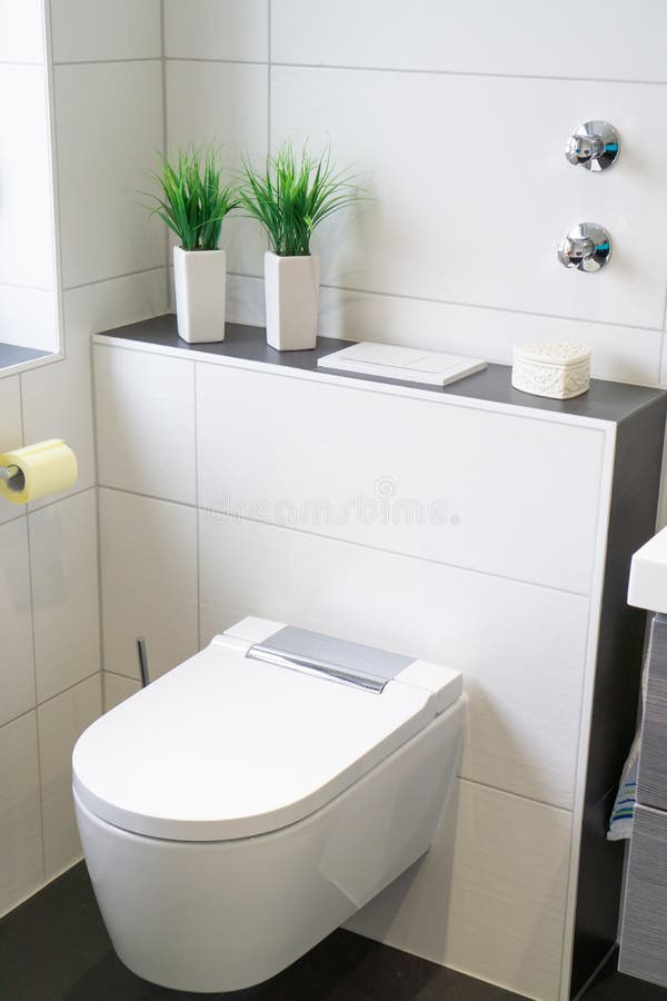 Vertical Shot of a Toilet in a Modern Bathroom Stock Image - Image of ...