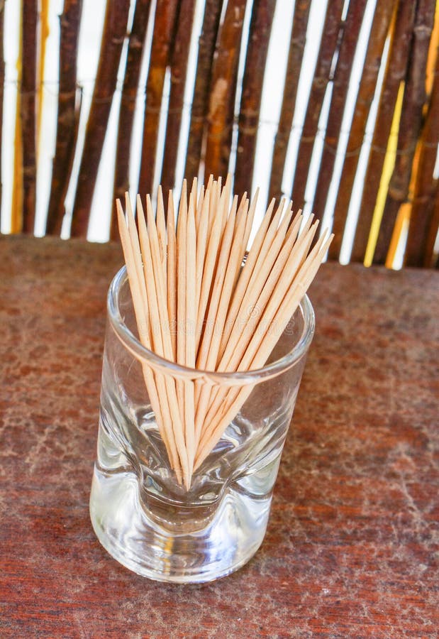 Vertical Shot of Toothpicks in a Small Glass Jar Stock Image - Image of ...