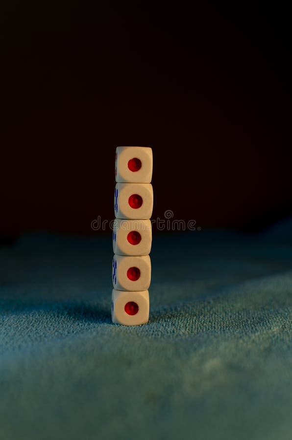 Vertical Shot of Tower of Five Dice Number One Stock Image - Image of ...