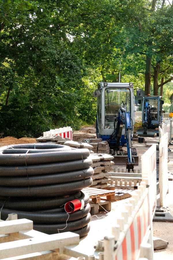 Vertical Shot of the Tractor on a Construction Land Stock Photo - Image ...