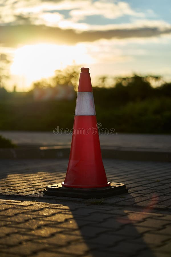 Vertical Shot of a Traffic Cone Placed Outdoors Stock Image - Image of ...