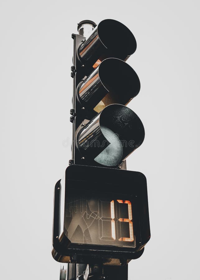 Vertical Shot of Traffic Light with the Number 13 on the Stopwatch ...