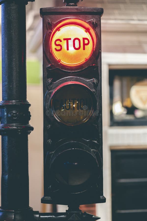 Vertical Shot of a Traffic Light Showing Stop Stock Photo - Image of ...