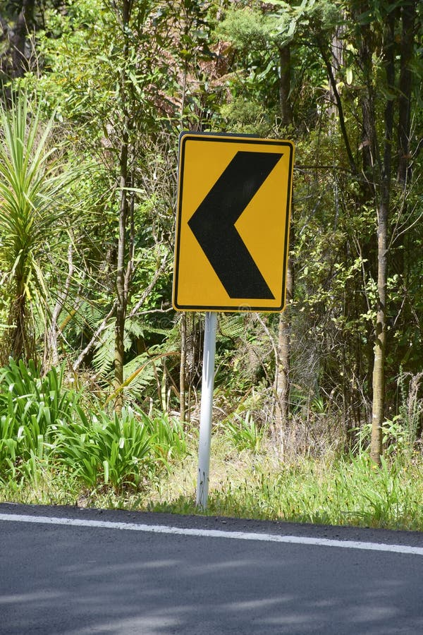 Vertical Shot of a Traffic Sign by the Road Tha Forest Stock Image ...
