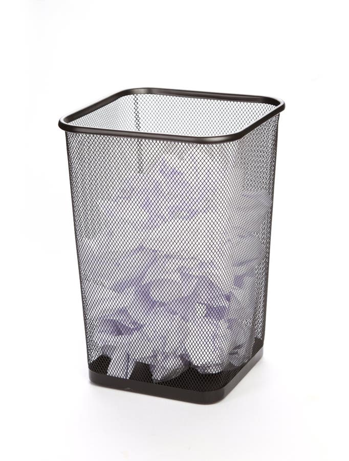 Vertical Shot of a Trash Bin Full of Crumpled Paper Stock Photo - Image ...