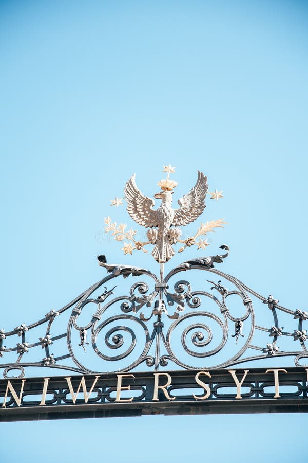 Vertical Shot of a University Gate Symbol of an Eagle Editorial Stock ...