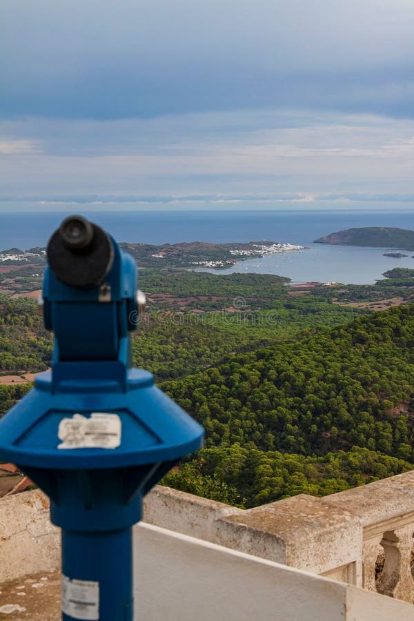 Vertical Shot of Viewpoint To the Shore with Green Forest and a Sea ...