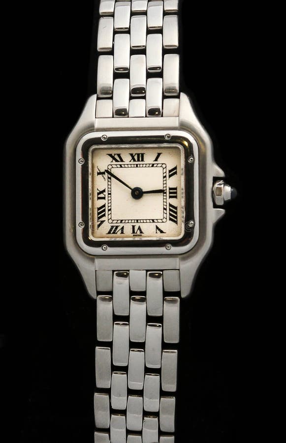 Vertical Shot of a Vintage Watch with a Silver Chain Isolated on a ...