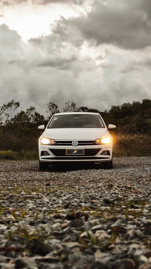 Vertical Shot of a Volkswagen Polo 2021, White, Comfortline, Front End ...