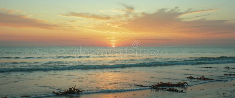 Vertical Shot of a Warm Sunset Over the Ocean. Stock Photo - Image of ...
