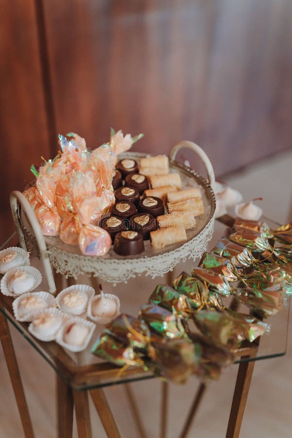 Vertical Shot of the Wedding Sweets Stock Image - Image of food, flower ...