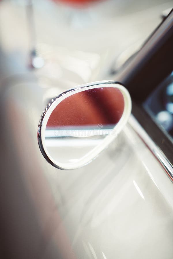 Vertical Shot of a White Vintage Car Side Mirror Stock Image - Image of ...