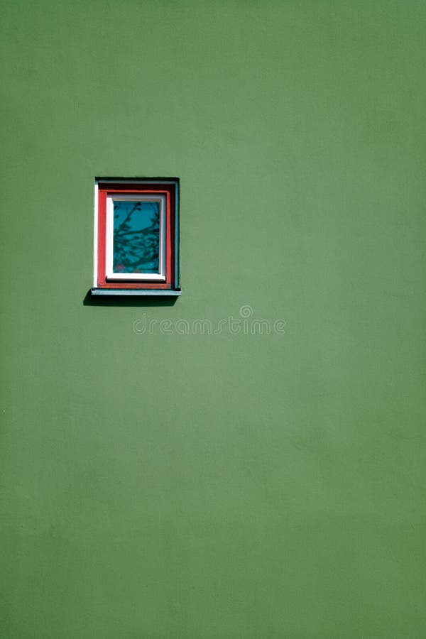 Vertical Shot of a Window on a Green Wall, Building Exterior Stock ...